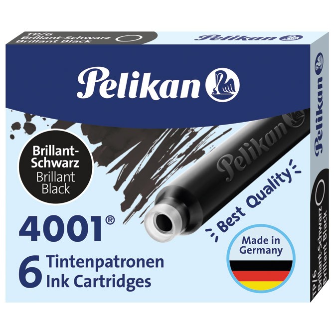 Tinta za nalivpero patrone kratke pk6 4001 Pelikan 301218 crna (brilliant black)