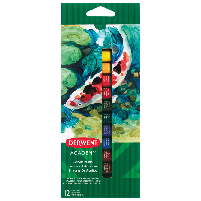 Boja akrilna 12ml 12boja Academy Derwent 2302401 blister!!
