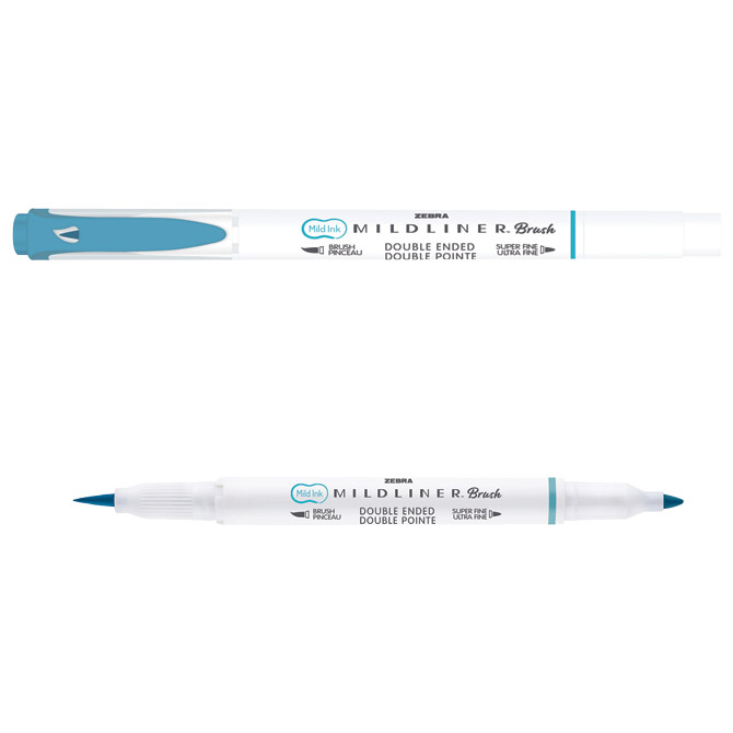 Flomaster obostrani 0,5/4mm Mildliner Brush&Marker Zebra 79420 tirkizni