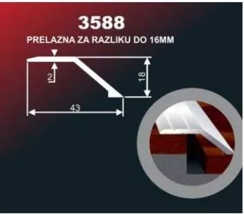 DOMIS 0.90M 3588 ZLATO ALUMINIUM PRELAZ 17MM