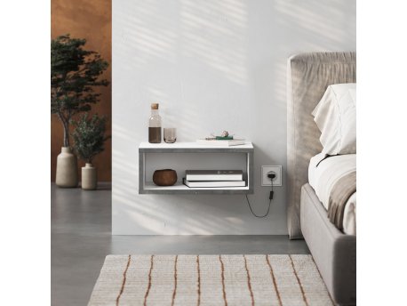 HANAH HOME Noćni stočić Brik White Retro Grey