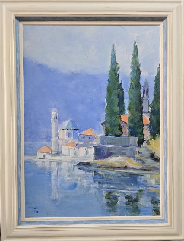 Letnja idila 2, Dragan Tasić, akril na lesonitu, sa 85×65 cm, bez 70×50 cm, sertifikat, 30680 dinara