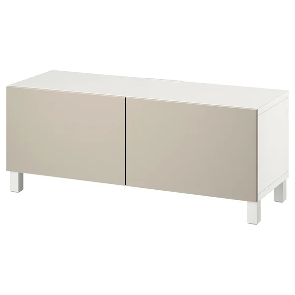TV stalaža s vratima, bela Lappviken/Stubbarp/svetlosiva/bež, 120x42x48 cm