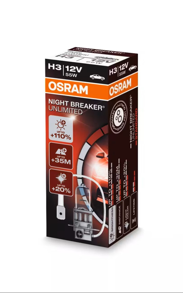 OSRAM NIGHT BREAKER UNLIMITED H3 64151NBU 55W 12V PK22S 4052899016323