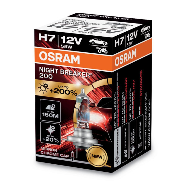 OSRAM NIGHT BREAKER 200 64210NB200 55W 12V PX26D 4062172212250