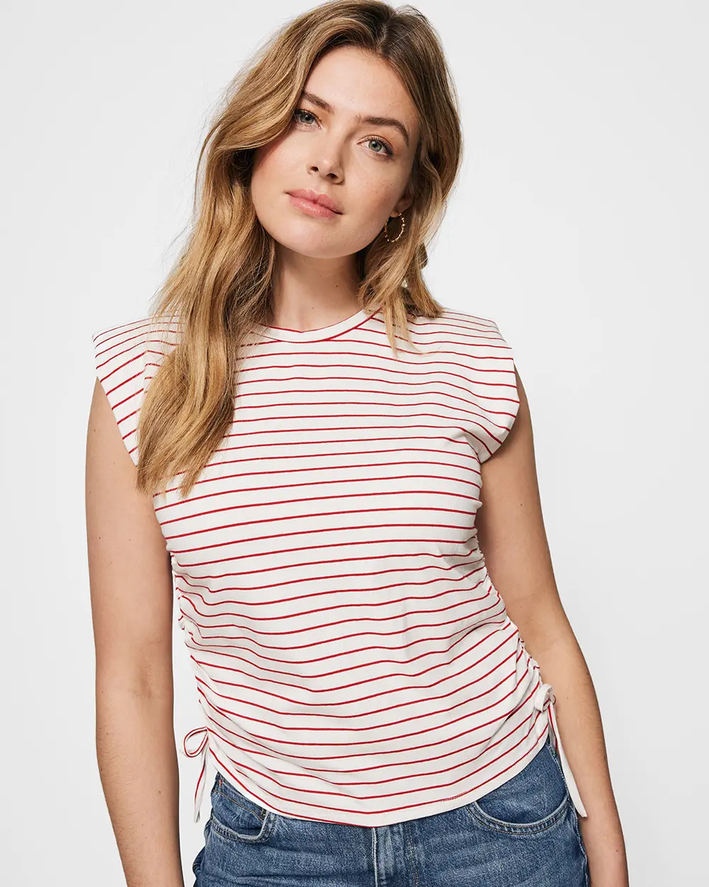 Mexx Ženska majica Stripe top DI2049023W, Prugasta, Crveno-bela
