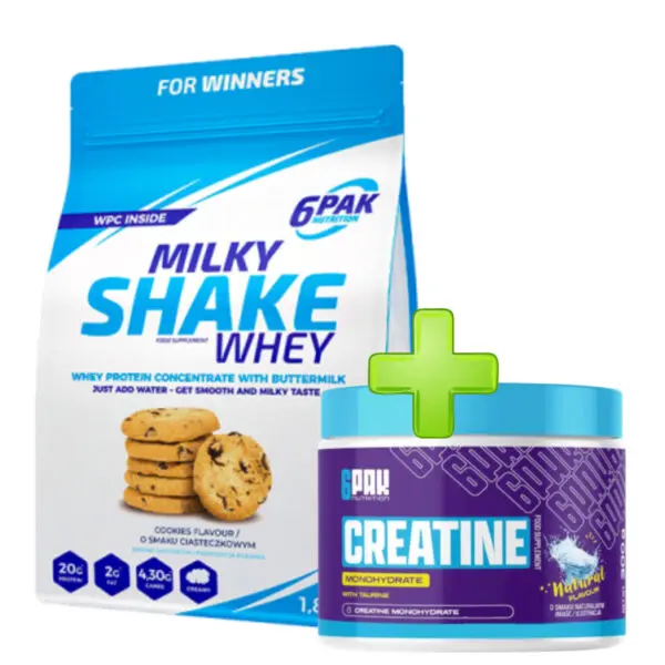 Milky whey shake 1.8kg + Creatine 300g - 6PAK
