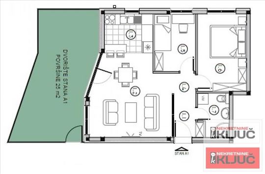 Sremska Kamenica, 50m2, Dvoiposoban plus dvorište