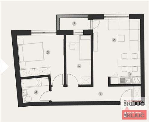 Podbara, 54m2, Dvoiposoban sa pdv