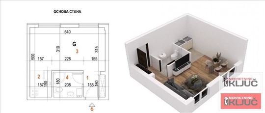 Kod Somborskog Bulevara, 26m2, Garsonjera sa pdv,