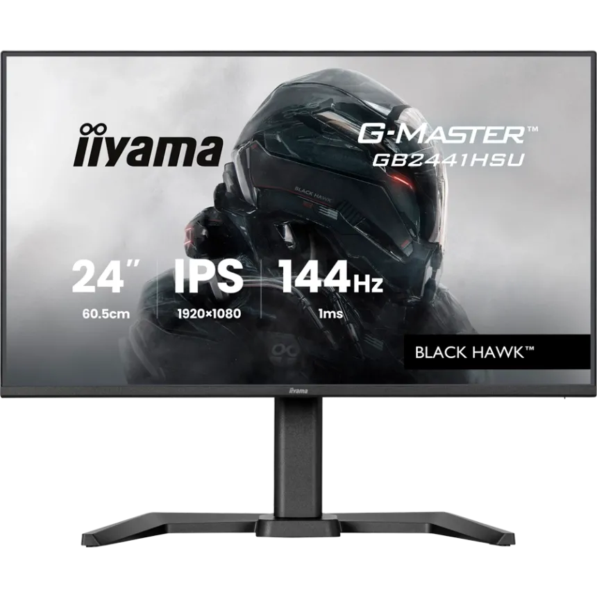 IIyama GB2441HSU-B1 24 inch IPS Gaming G-Master Black Hawk FreeSync 1920x1080 144Hz 300cd/m2 HDMI DisplayPort 1ms MPRT Adaptive Sync Speakers USB 2x 2.0 Black Tuner 15cm Height Adj Stand
