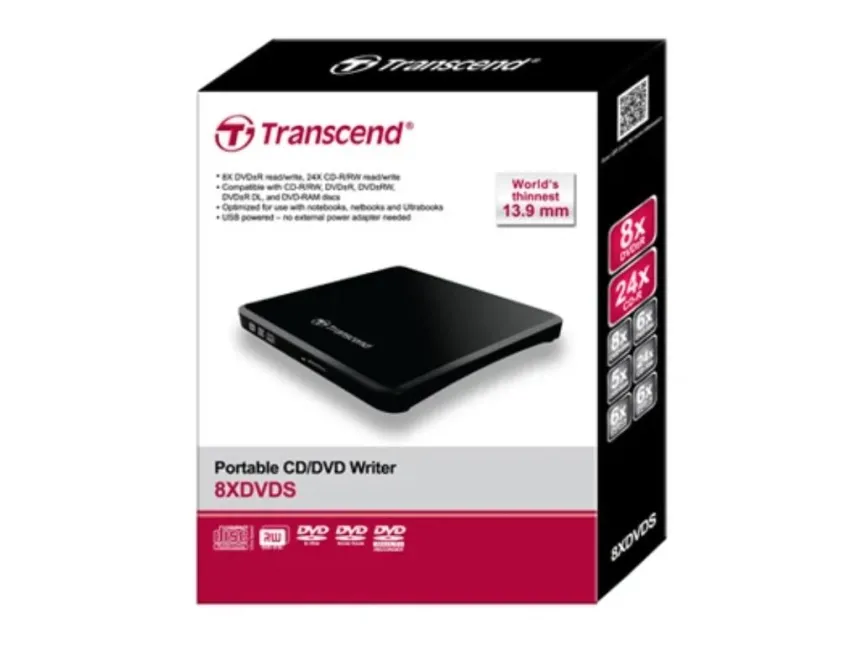 Opticki uredaj Transcend Portable 8X DVD, Slim, USB, Black