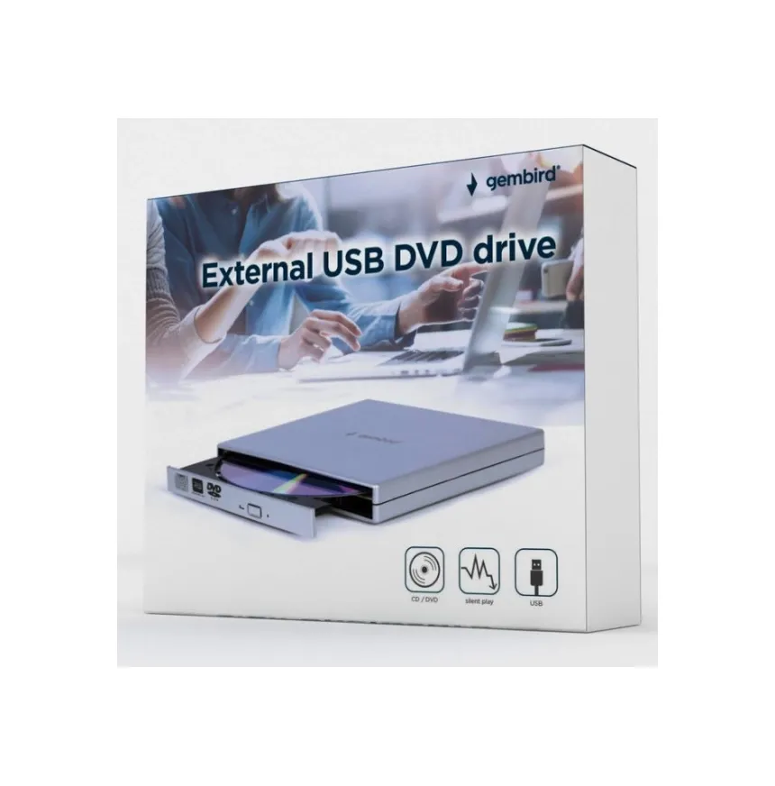 DVD-USB-021-SV Gembird externi USB CD/DVD drive Citac-rezac USB, silver