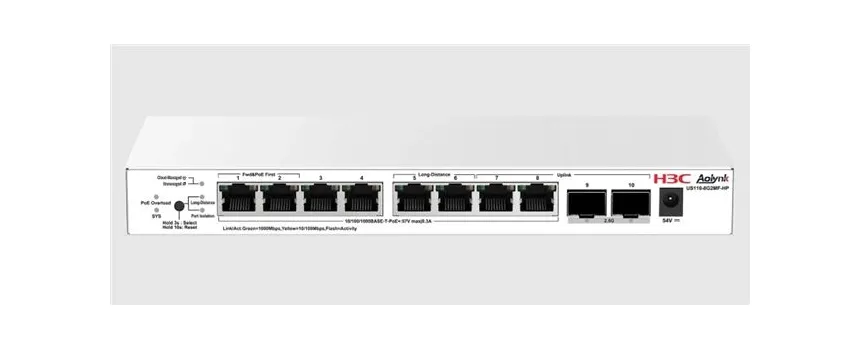 H3C Aolynk US110-8G2MF-HP Ethernet Switch 8 x 1G PoE+, (AC)
