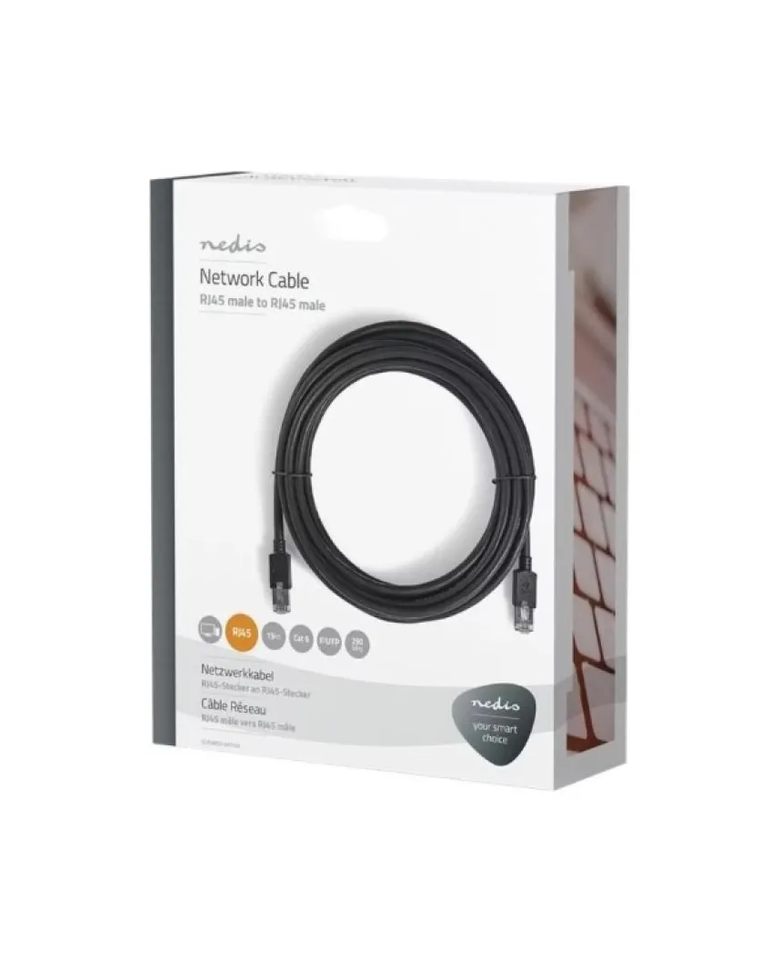 CCBW85100AT150 Nedis Mrezni kabl, CAT5e UTP Patch cord 15m black (alt. PP12-15M)