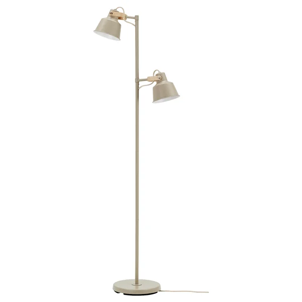 Podna lampa s 2 refl., bež/jasen