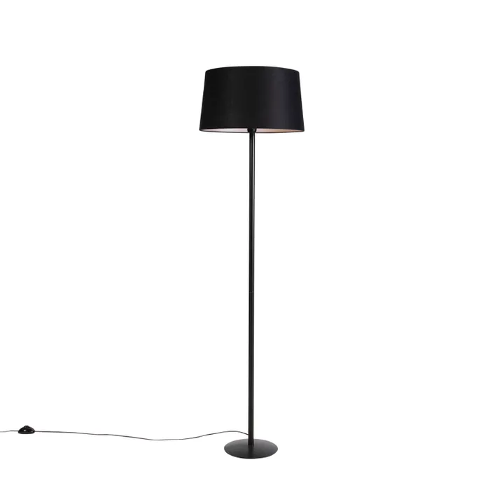 Podna lampa crna sa crnom lanenom lampom 45 cm - Simplo