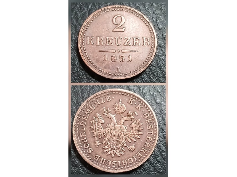 Austrija – 2 Krajcera 1851 god. Habsburška monarhija