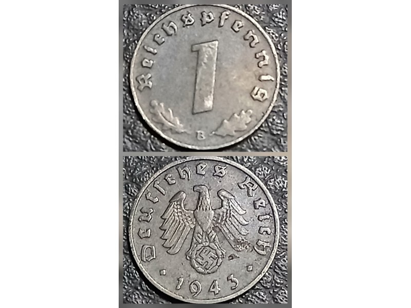 Nemačka 1 Reichspfennig 1943 B – original (Treći rajh)