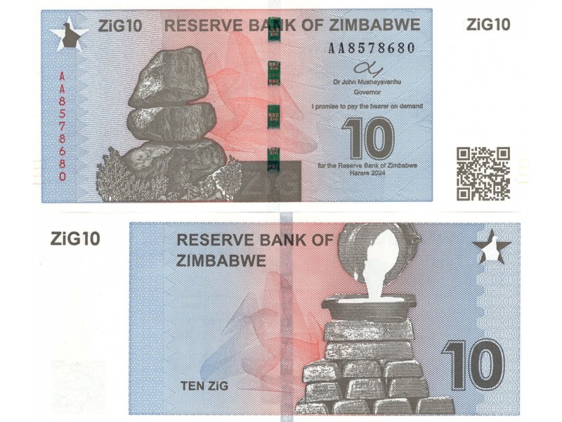 ZIMBABWE 10 ZIG 2024 UNC, P-110 QR Code