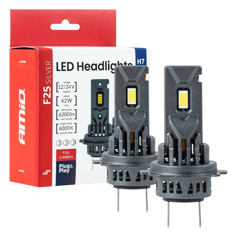 Sijalice LED H7 H18 Silver Full Canbus 12/24V 62W (2 kom) – Amio 04704