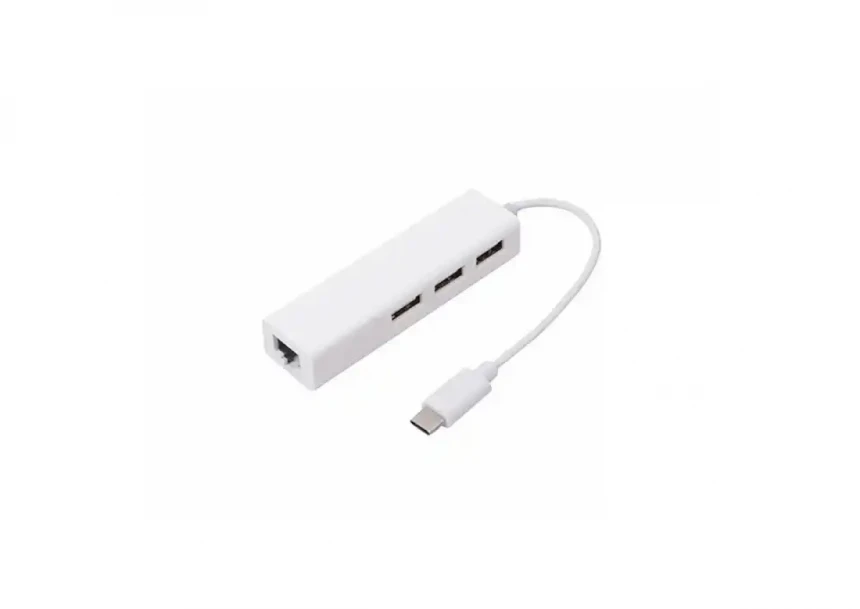 USB adapter-koverter TIP C - 3xUSB 3.0+RJ45 Linkom