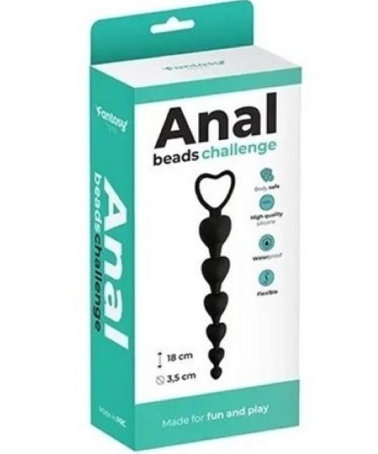 Analne kuglice od silikona u obliku Srca, Anal Beads Black, 115