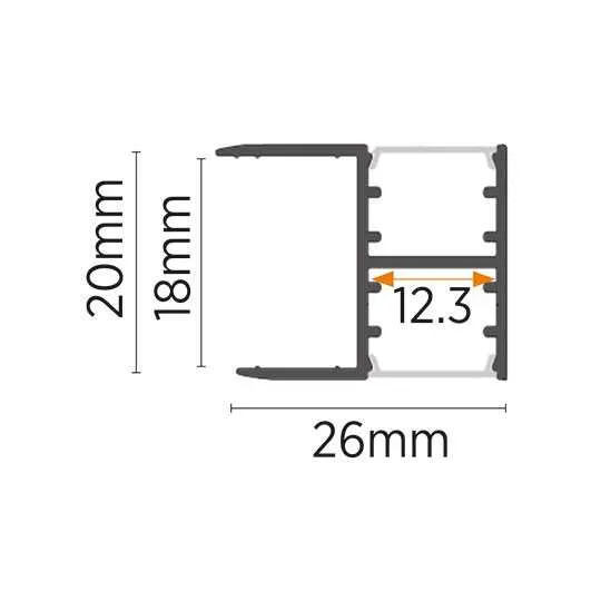 MA2620-A za IVERICU Aluminijumski profil za LED trake 20x26x2000mm sa difuzorom 2m Mitea Lighting