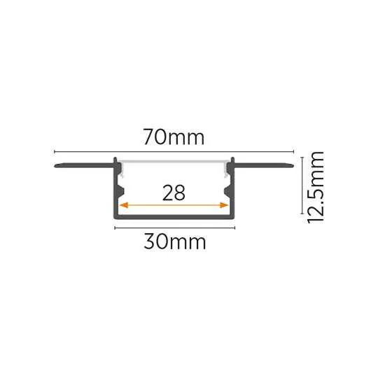 MA3013 Aluminijumski profil za LED trake 12 5x70x2000mm ugradni sa difuzorom 2m Mitea Lighting