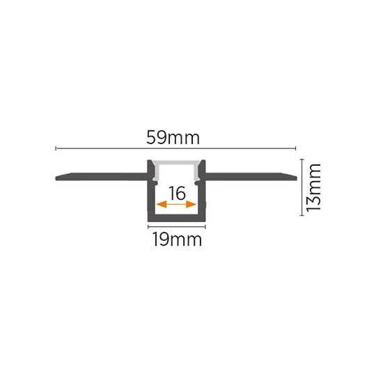 MA1913 Aluminijumski profil za LED trake 13x59x2000mm sa difuzorom 2m Mitea Lighting
