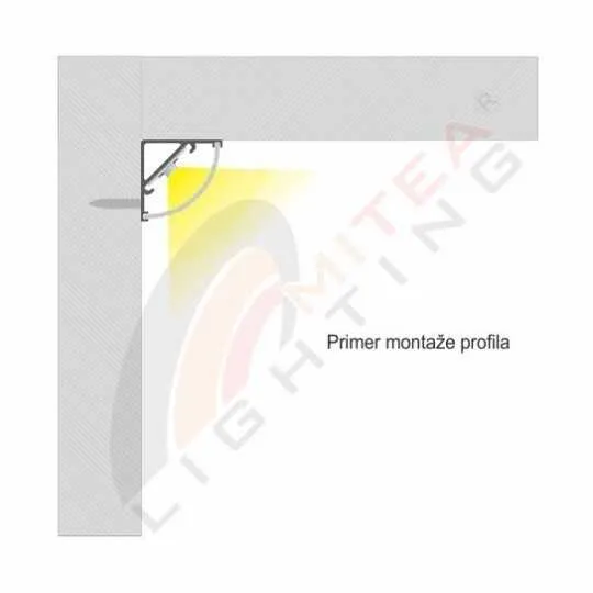 M601-CC crni aluminijumski profil za LED trake ugaoni 15 8×15 8x2000mm set sa crnim difuzorom Mitea Lighting