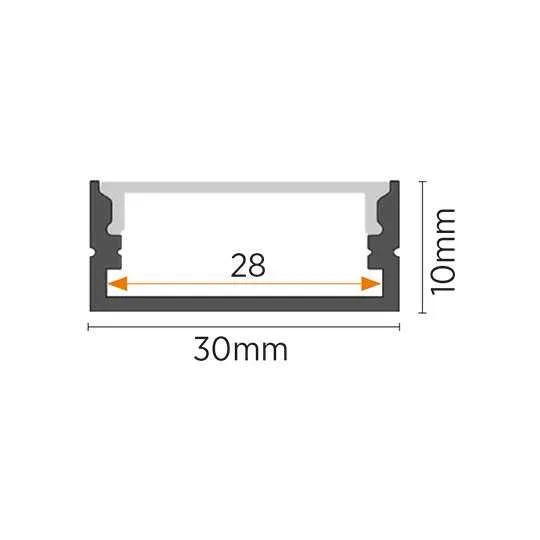 MA619 Aluminijumski profil za LED trake 10x30x2000mm sa difuzorom 2m Mitea Lighting
