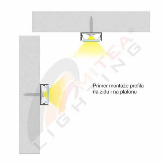 MA617 Aluminijumski profil za LED trake nadgradni set sa difuzorom 9 8×23 5x2000mm Mitea Lighting