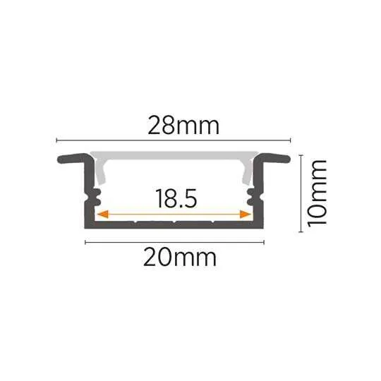 MA2010 Aluminijumski profil za LED trake 10x28x2000mm sa difuzorom 2m Mitea Lighting
