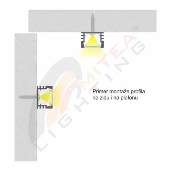 M505-C crni aluminijumski profil za LED trake nadgradni 12 1×17 4x2000mm set sa difuzorom Mitea Lighting