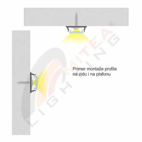 M640-C CRNI Fleksibilni aluminijumski savitljiv profil za LED trake 6x18x2000mm set sa difuzorom Mitea Lighting