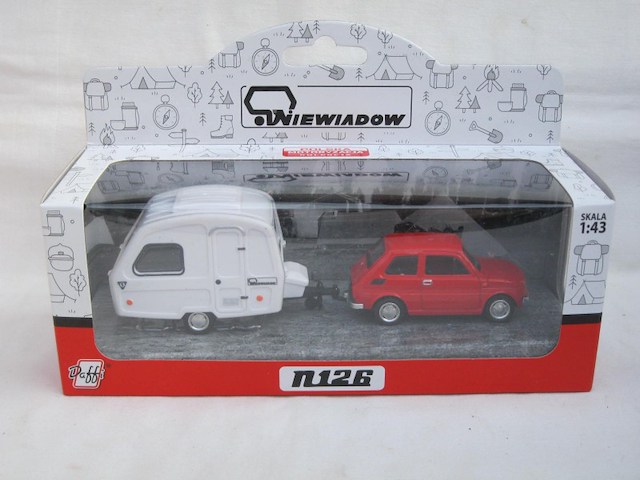 1:43 DeAgostini fiat 126P &; niewadow kamp prikolica