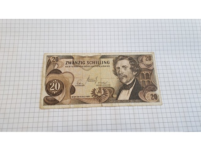 AUSTRIA 20 SCHILLINGS 1967 GODINA