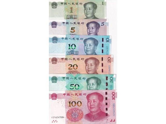 Kina CHINA kompletan set novčanica 2015-2019 UNC