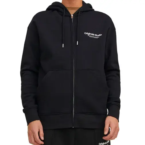 Jack & Jones Muški duks Jorvesterbro Sweat Zip Hood Noos, Crni