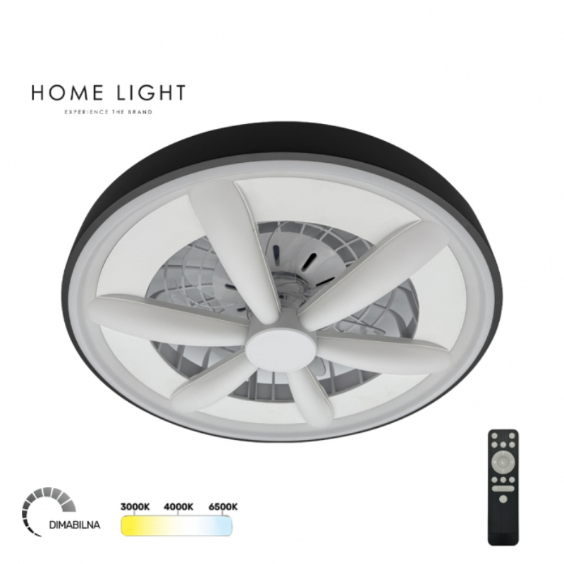 LED PLAFONJERA YL-FAN-G001 48W 2700K/4000K/6500K CRNA DIMOBILNA HOME LIGHT