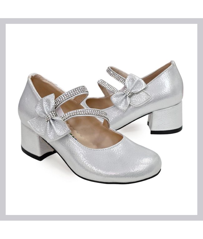 DEČIJE ELEGANTNE CIPELE NA ŠTIKLU - SHINE / SILVER