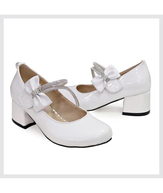 DEČIJE ELEGANTNE CIPELE NA ŠTIKLU - SHINE / WHITE
