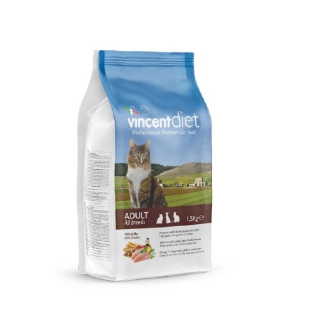 Vincent DIET hrana za mačke Adult - Piletina 1.5kg