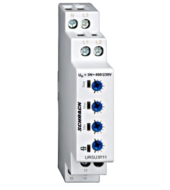 Voltage monitoring relay 3-ph. against N, adjustable min/max