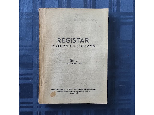 Registar poternica i objava  1953.g  RRR!