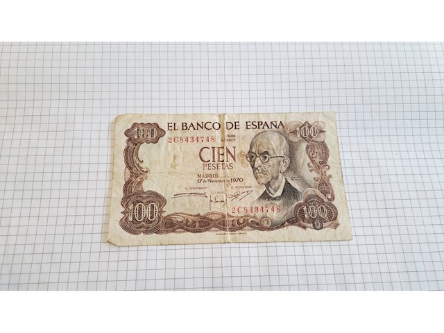 ŠPANIJA 100 PESETAS 1970 GODINA