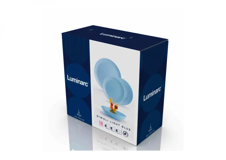 Servis za ručavanje LUMINARC DIWALI SVETLO PLAVI SET 18 DELOVA