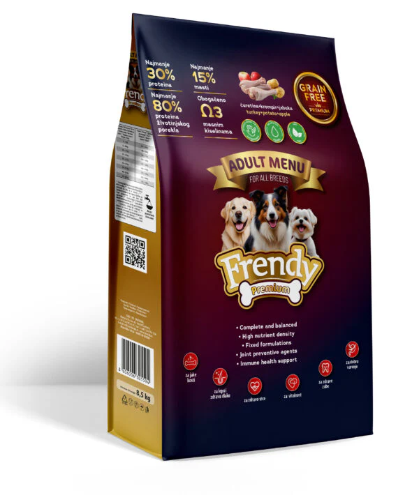 Frendy Premium – Hrana bez žitarica za odrasle pse 8,5kg