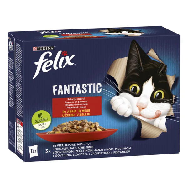 Felix Fantastic multipack za mačke – mešani izbor mesa u želeu (12×85g)
